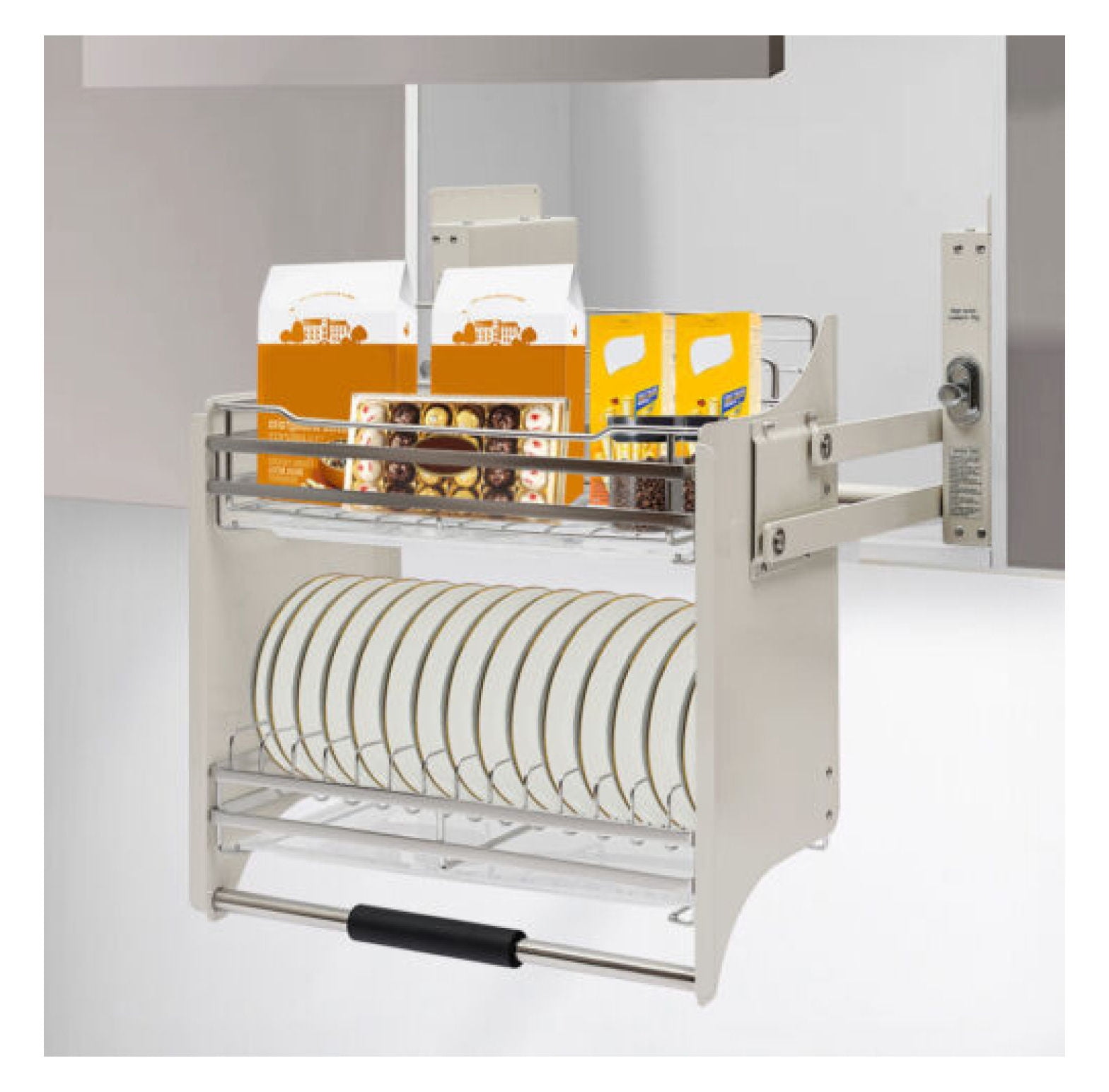 Pull Down Cabinet Organizer 2 Tier Pull-Out Cabinet Wall Shelf Spice ...