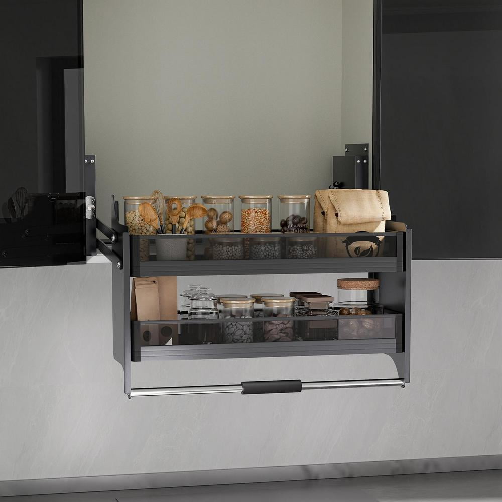 Pull Down Cabinet Shelf, 2 Tier Upper Cabinet Shelf Organizer, Wall ...