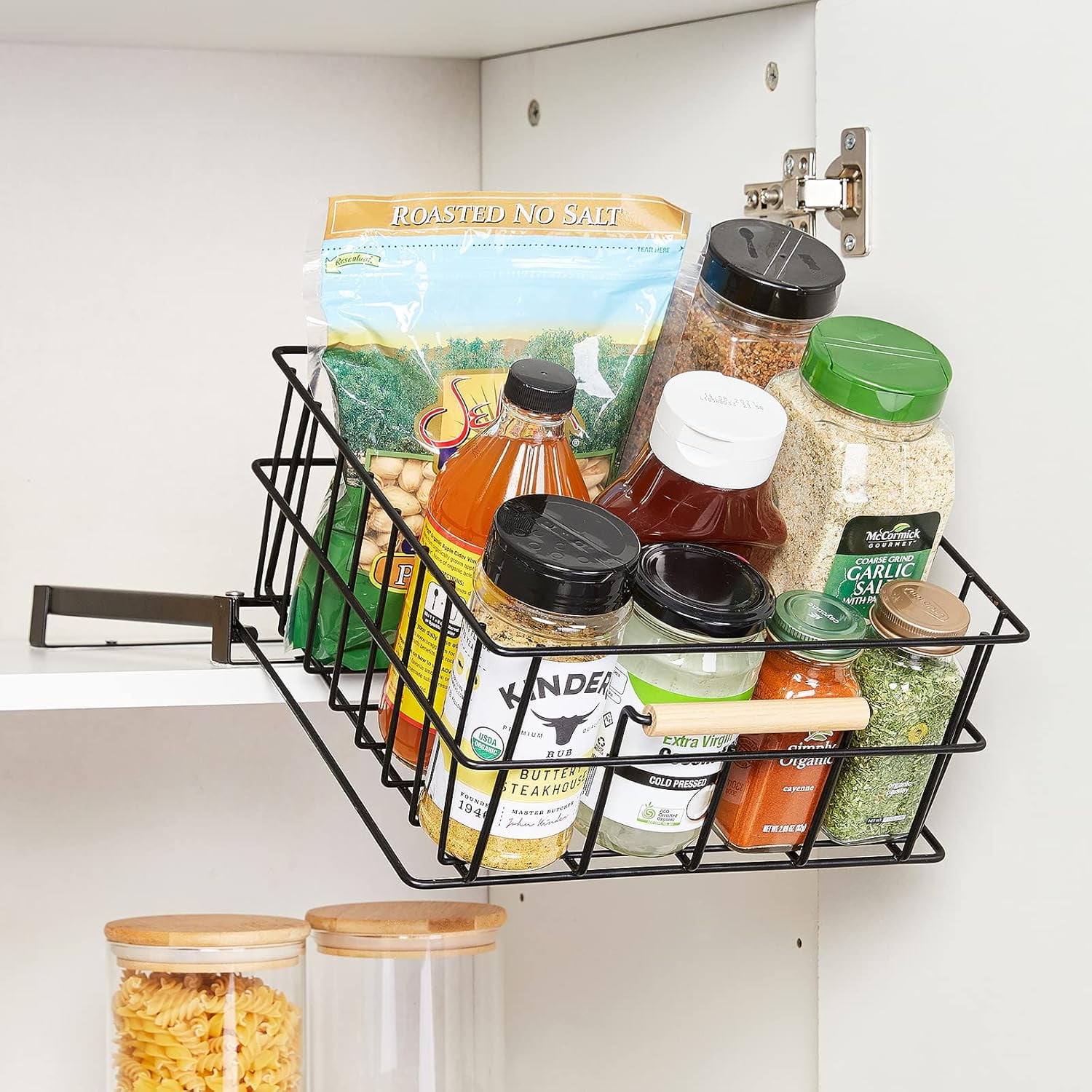 Pull Down Kitchen Cabinet Organizer, Drop Down Spice Rack Easy Reach ...