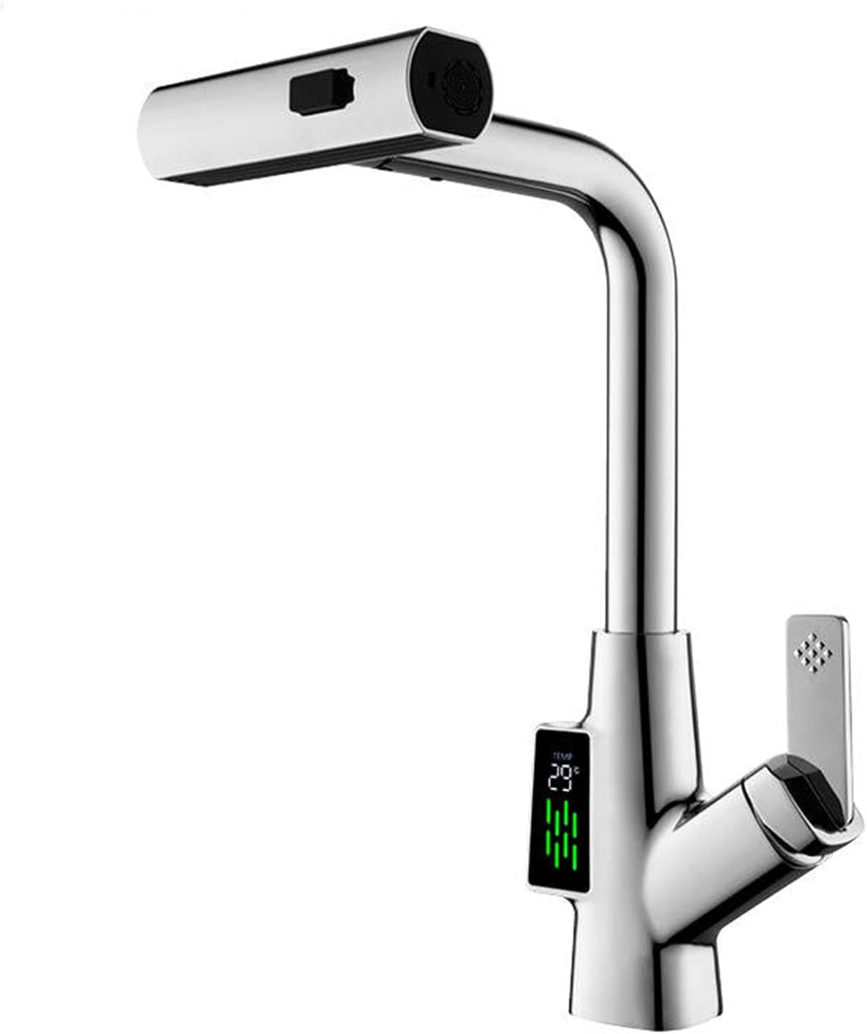 Pull Down Kitchen Faucet with Digital Display Brass Kitchen Sink Faucet ...