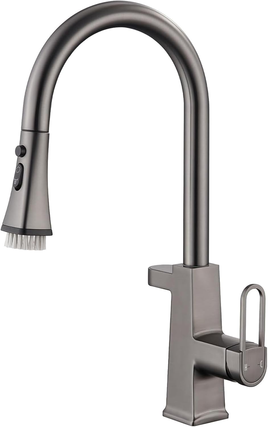 Pull Down Kitchen Faucet with LED Digital Display Solid Brass High Arc ...