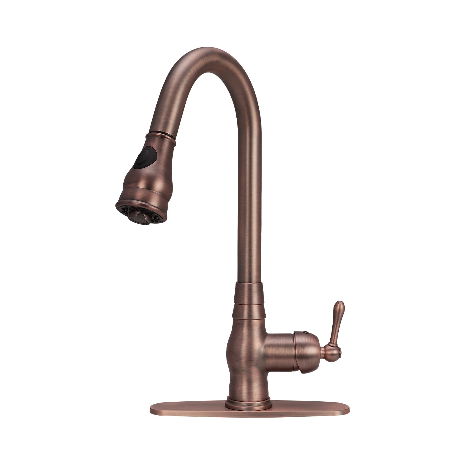 Pull Down Kitchen Faucet with Deck Plate Antique Bronze Brass Finish ...