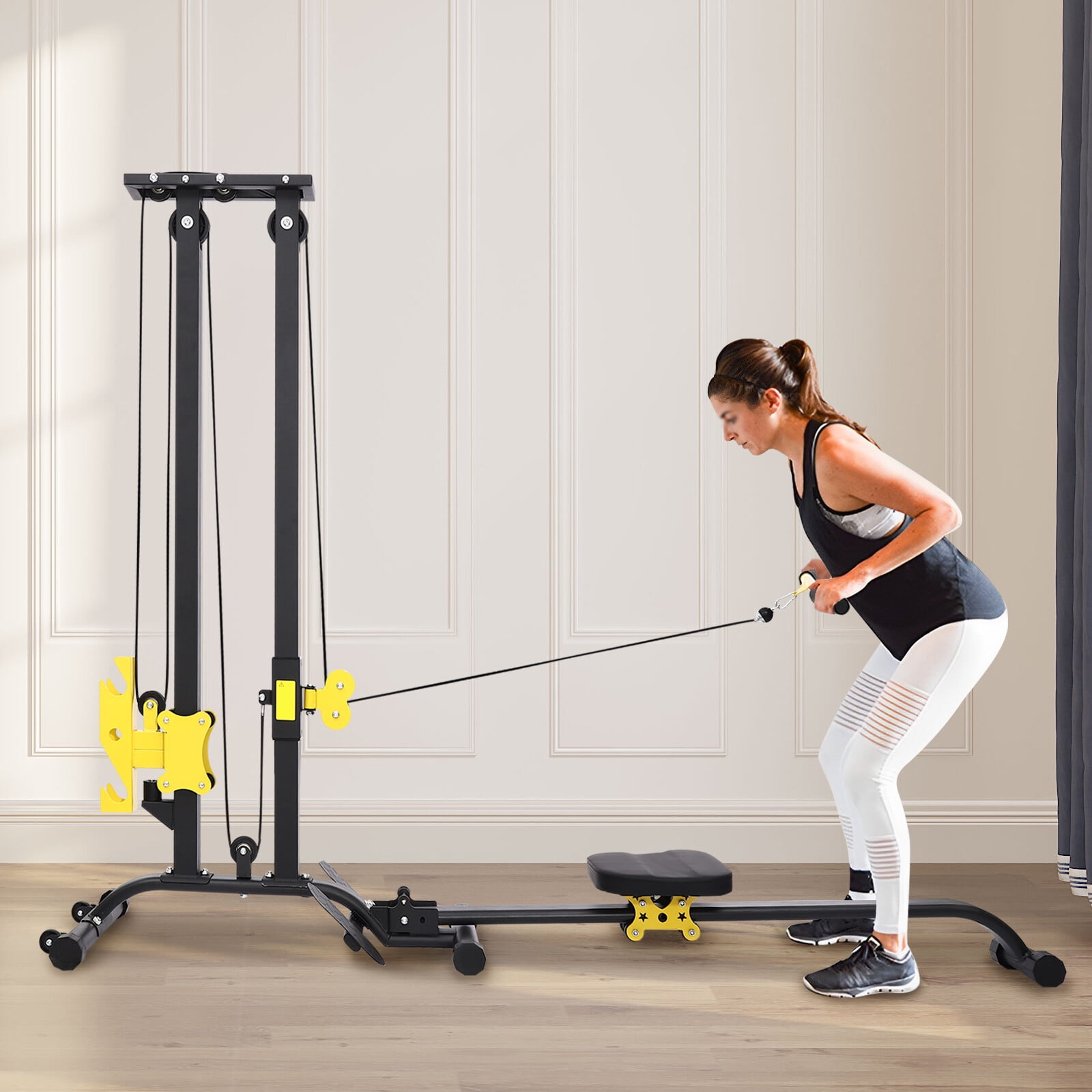 Pull Down Machine Multifunction Low Row Bar Cable Fitness Body Workout ...