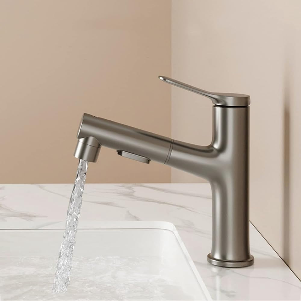 Pull Down Tall Wash Basin Faucet Single Hole Basin Sink Faucet with 3 ...