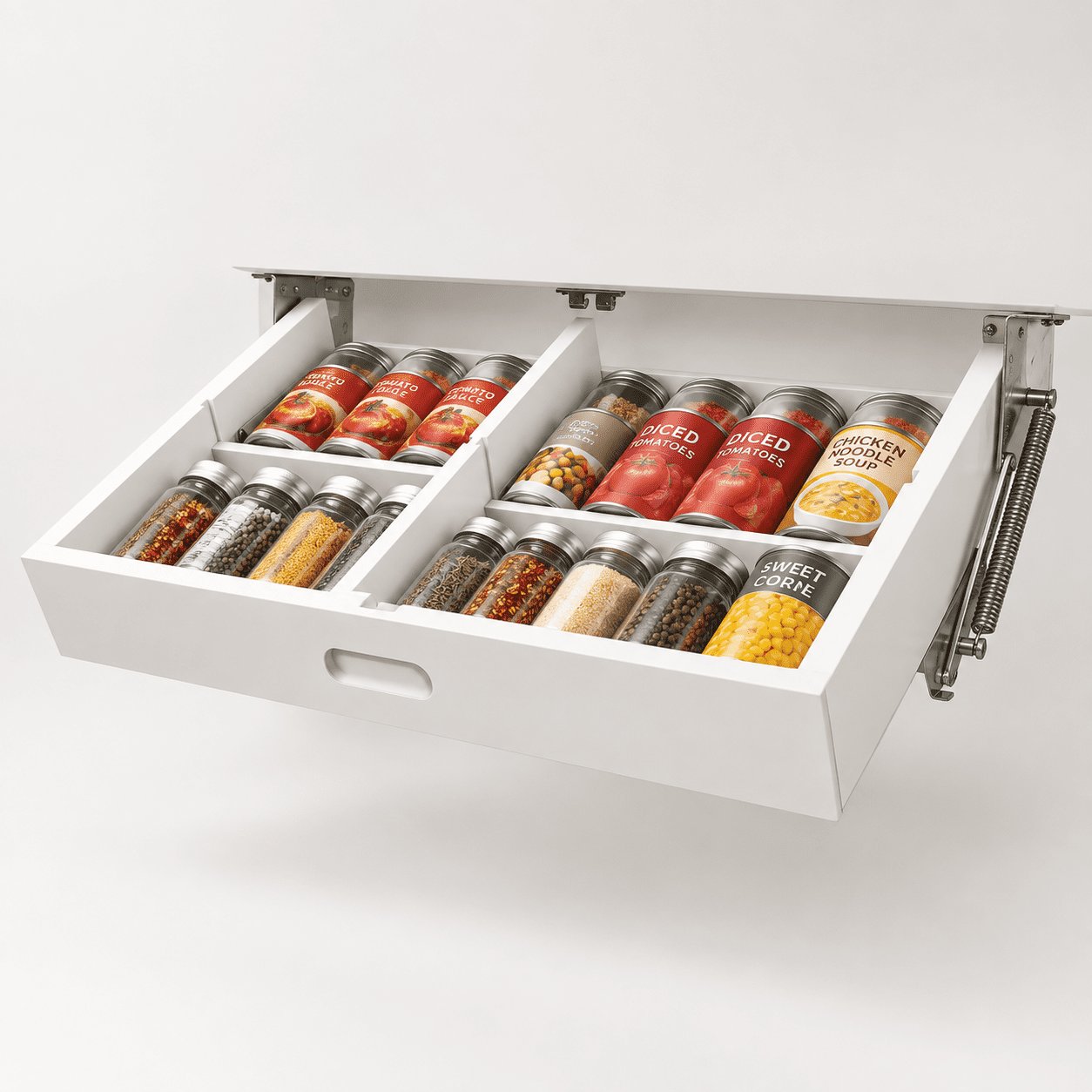 Pull Down Under Cabinet Spice Rack, Multi-Tiered Kitchen Storage Shelf ...