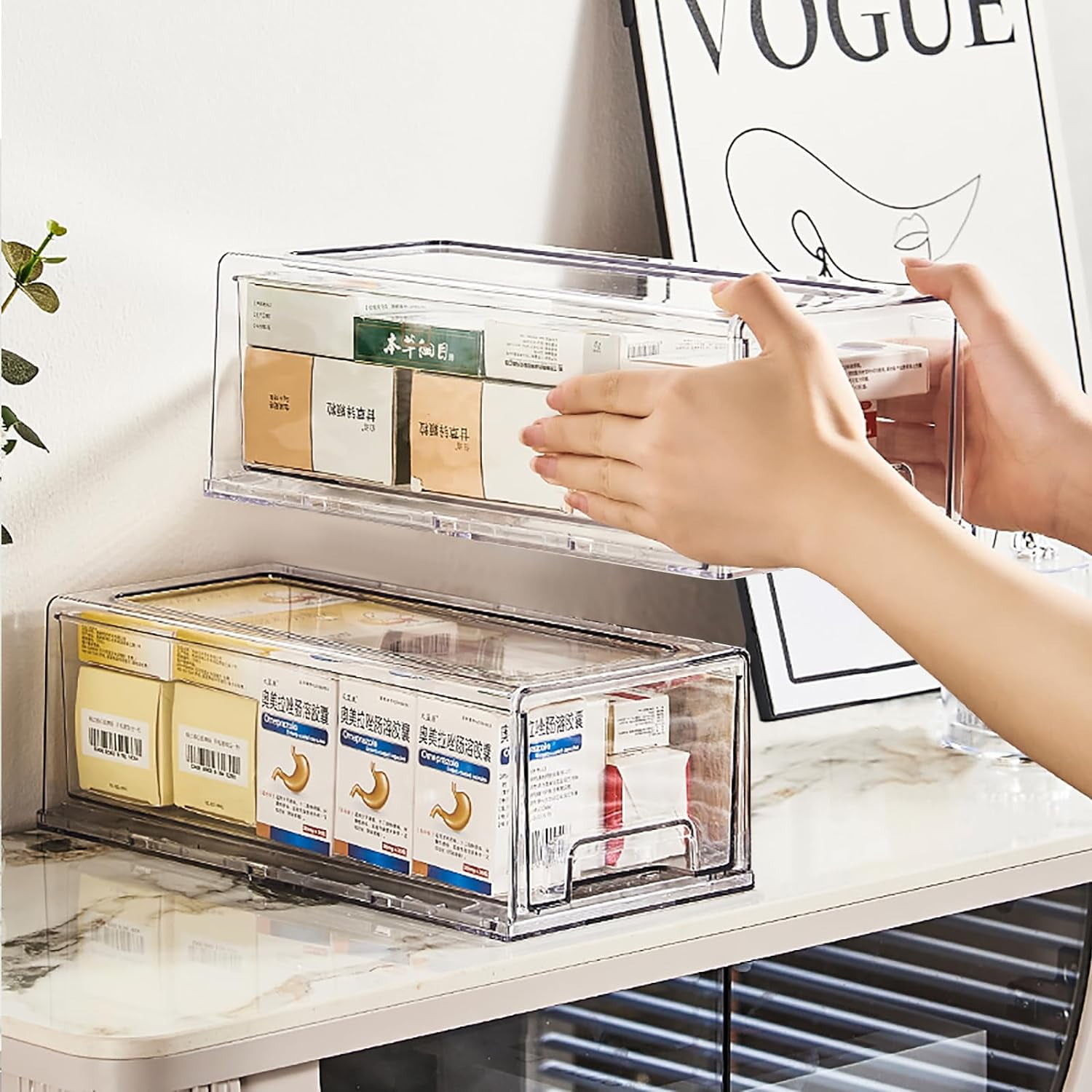 Pull Out Drawer Medicine Box for Safe Medication Storage, Large ...