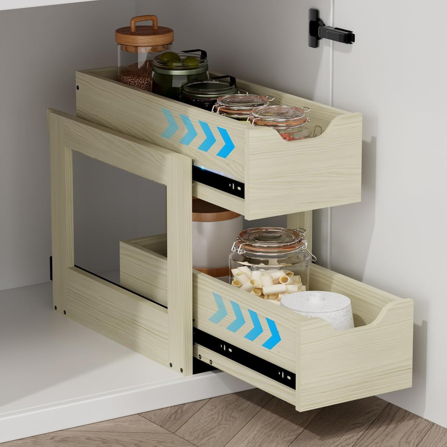 Pull Out Drawers For Cabinets, 9.7" W x 21.65" D x 17" H Slide Out ...