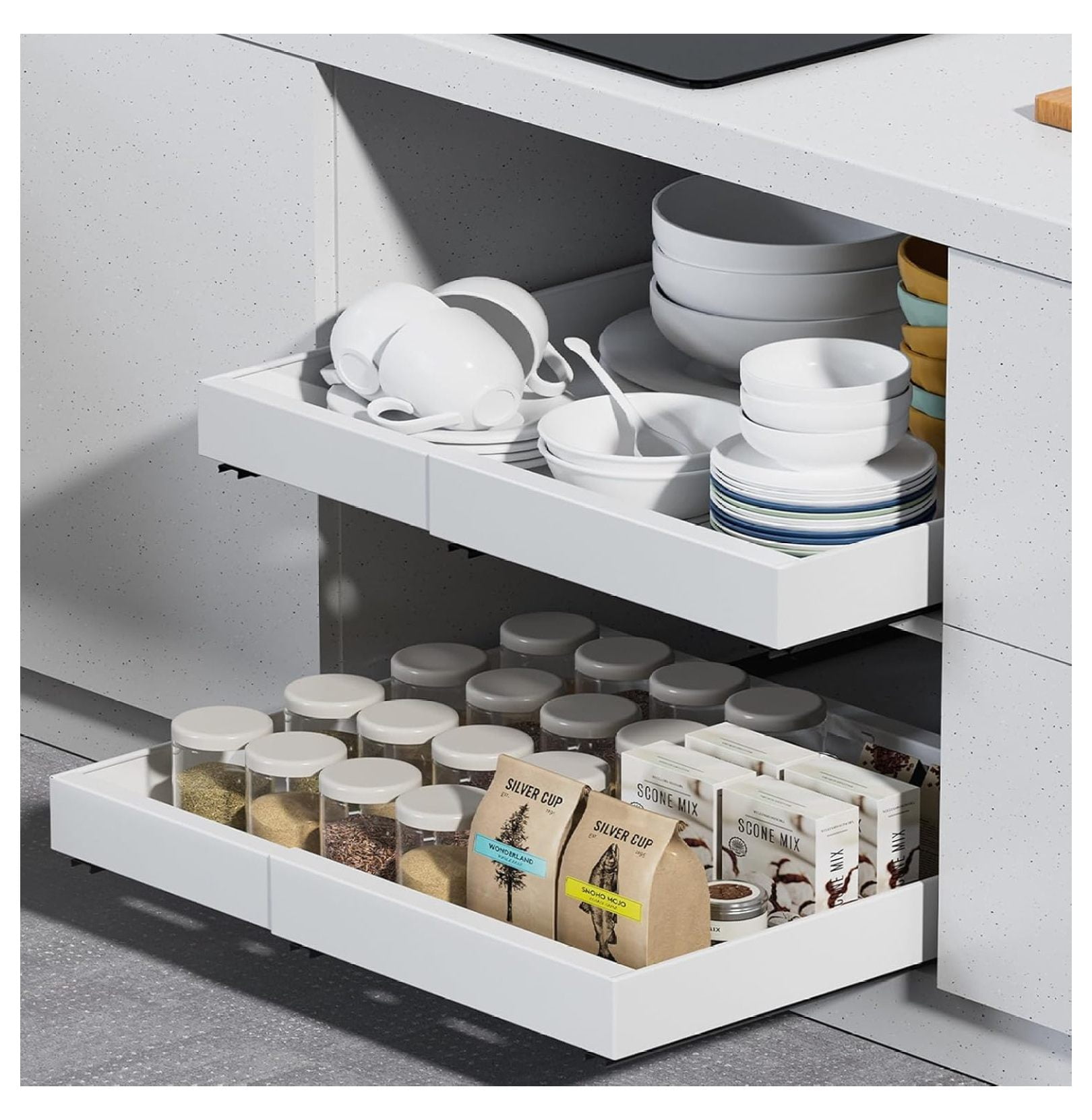 Pull Out Drawers for Cabinets Expandable (12.6" - 20.5"), Adhesive ...