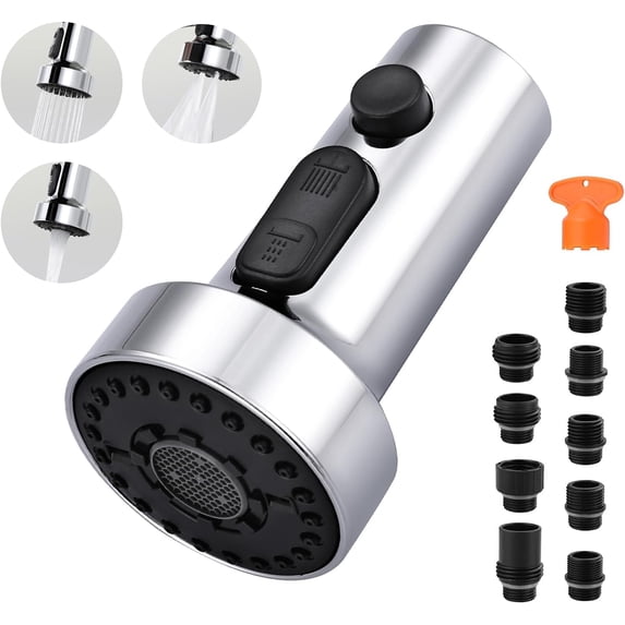 Pull Down Faucet Head Replacement: 3-Function Kitchen Faucet Sprayer ...
