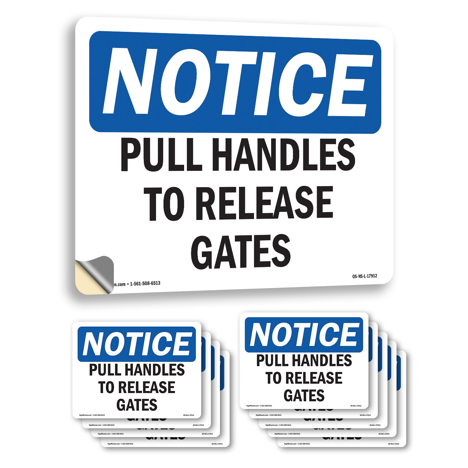 Pull Handles To Release Gates OSHA Notice Vinyl Decal Label 7 Inch x 5 ...