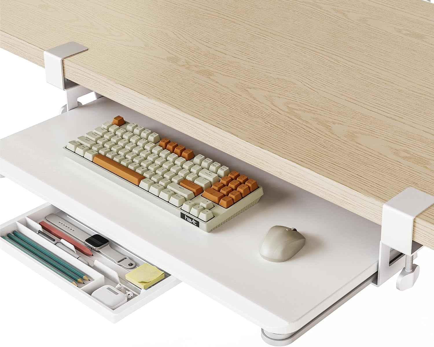 Pull Out Keyboard & Mouse Tray with C Clamp Mount, Sliding Keyboard ...