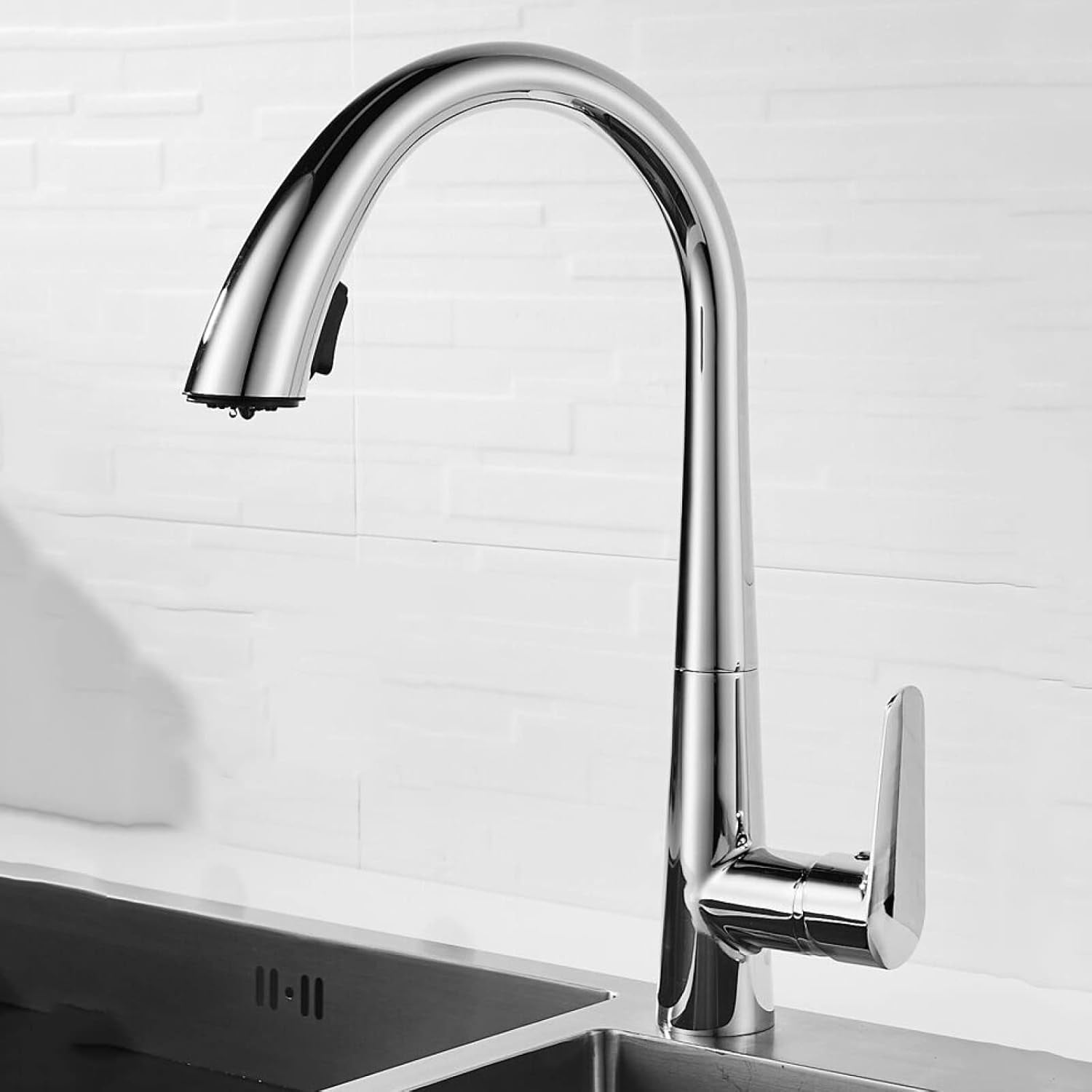 Pull Out Kitchen Faucet,2 Spouts Pull Out Kitchen Sink Faucet,360 ...
