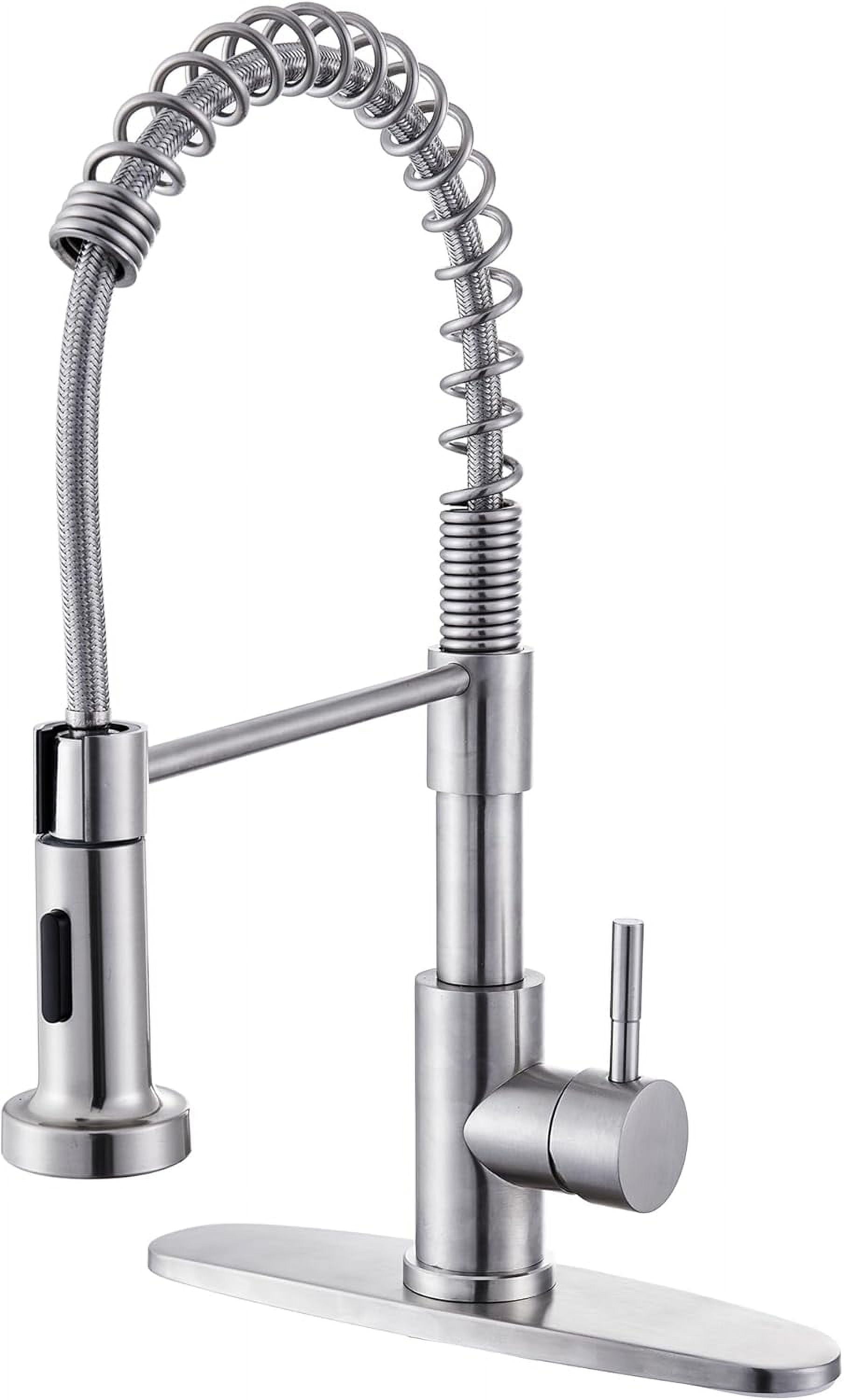 Pull Down Kitchen Faucet with Sprayer, Brushed Nickel Stainless Steel ...