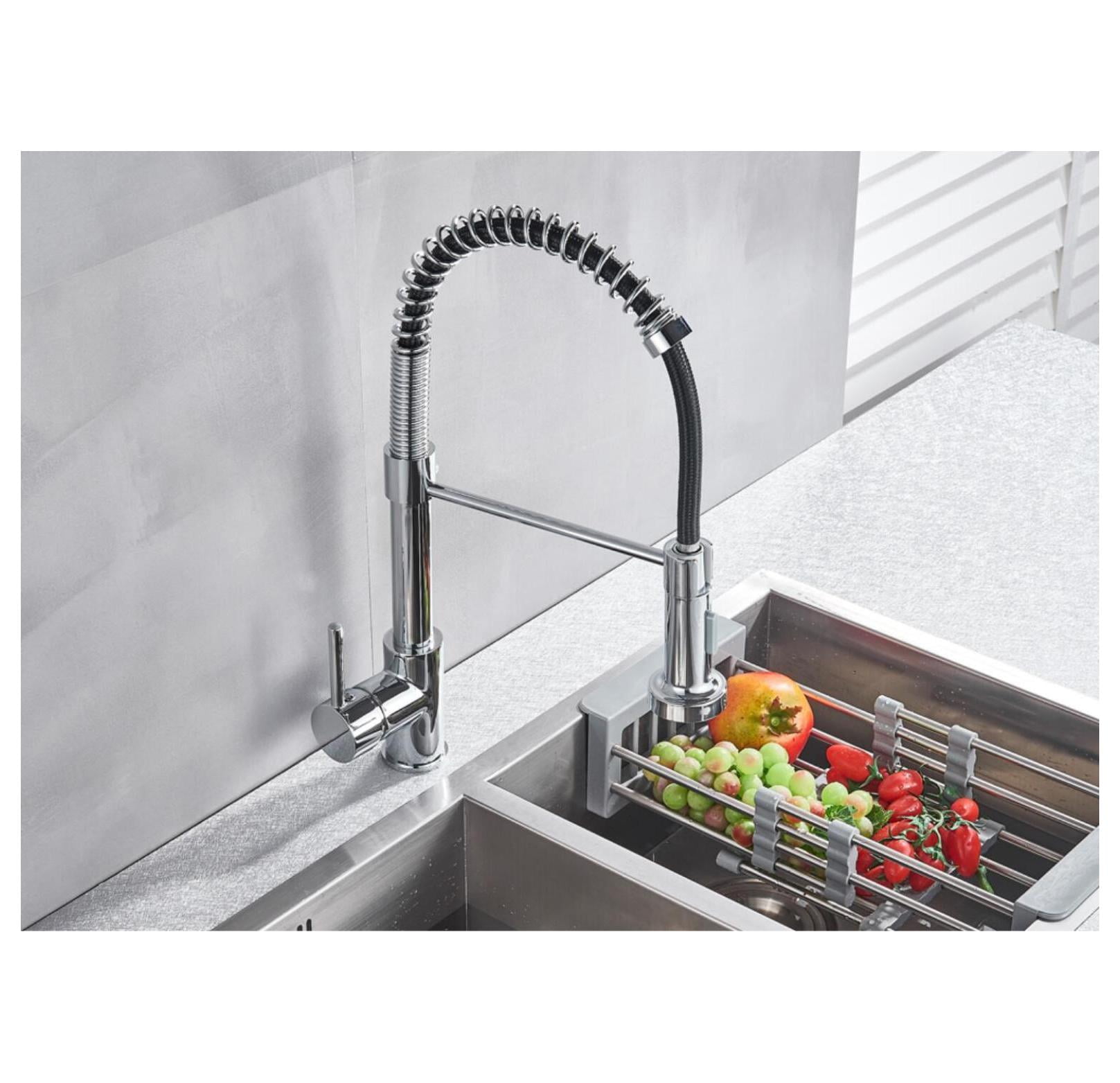 Pull Down Kitchen Sink Faucet - Single Handle Spring Design with 360 ...