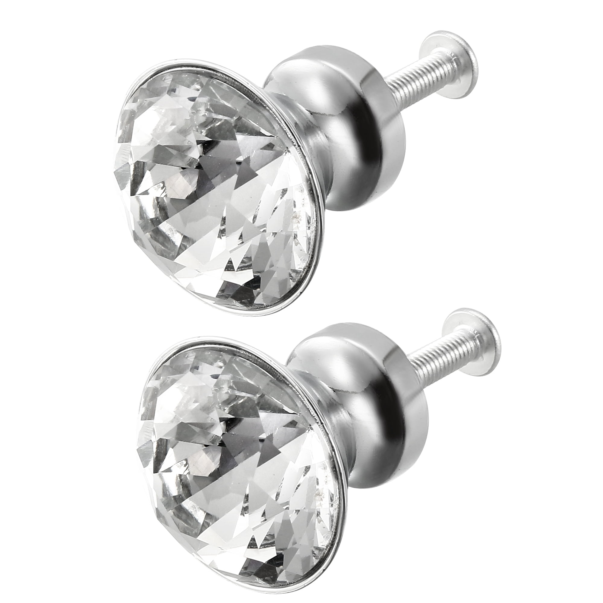 Pull Knob, 28mm Dia Zinc Alloy Crystal Glass Pulls Drawer Knobs Silver ...