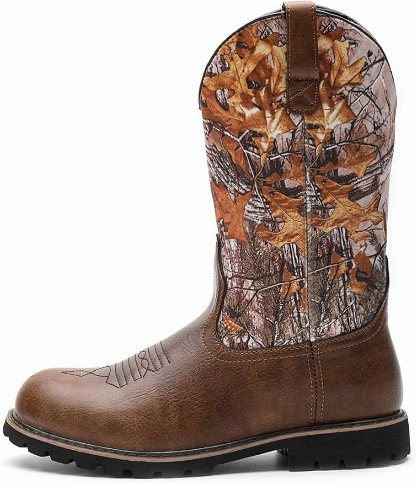 Pull On Boots Western Work Cowboy Boots Men's Square Toe Chunky Heel ...