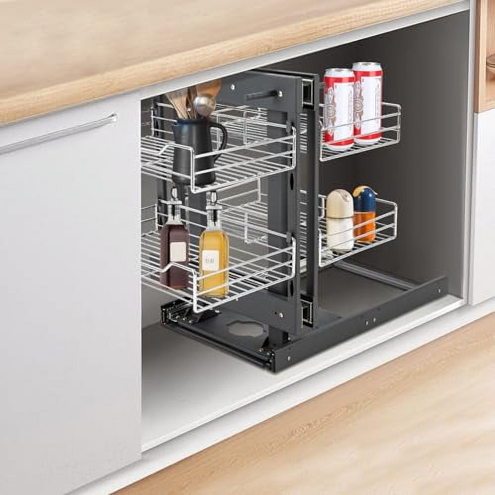 Pull Out Organizer, Undercabinet Basket 2 Tier Pullout Shelf Organizer ...