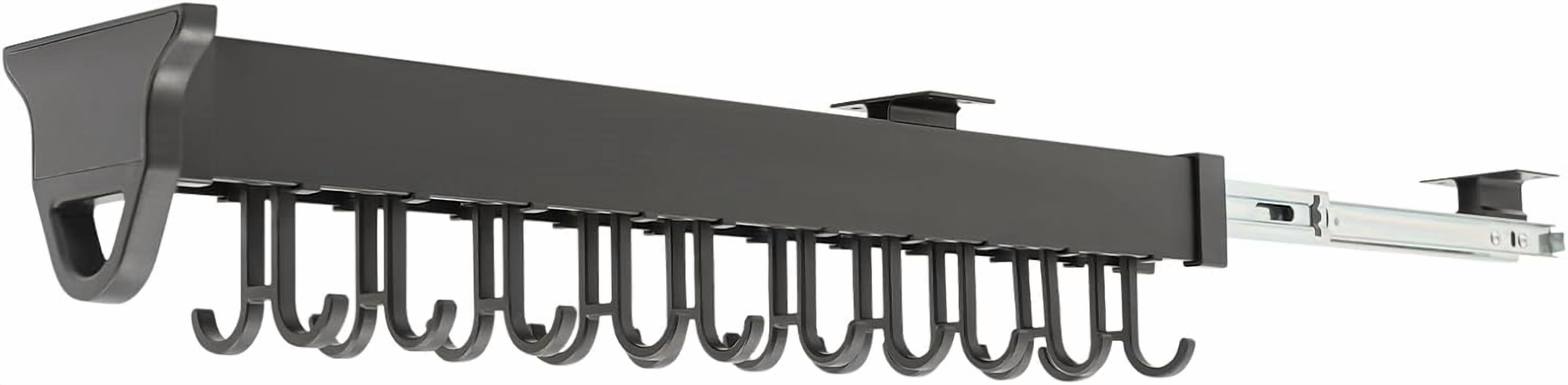 Pull Out Broom Holder With Double Row Sliding Hook, 22" Multifunctional ...