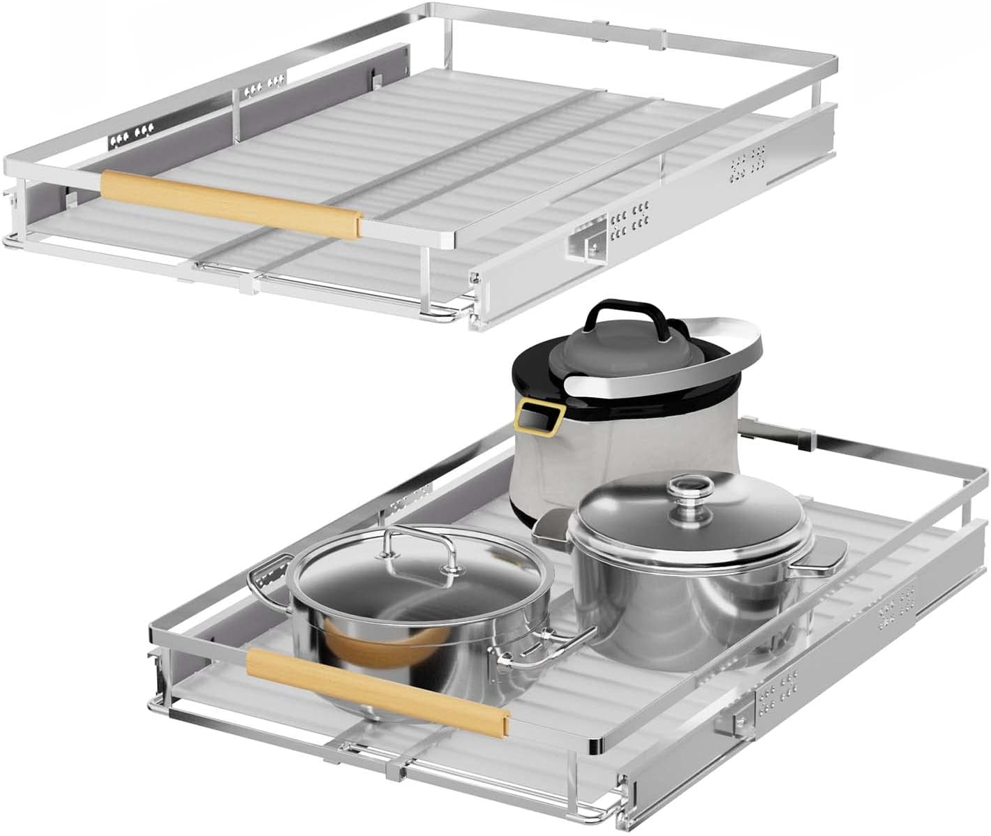 Pull-Out Cabinet Drawer Organizer with Slide Out Pantry Storage Shelves ...