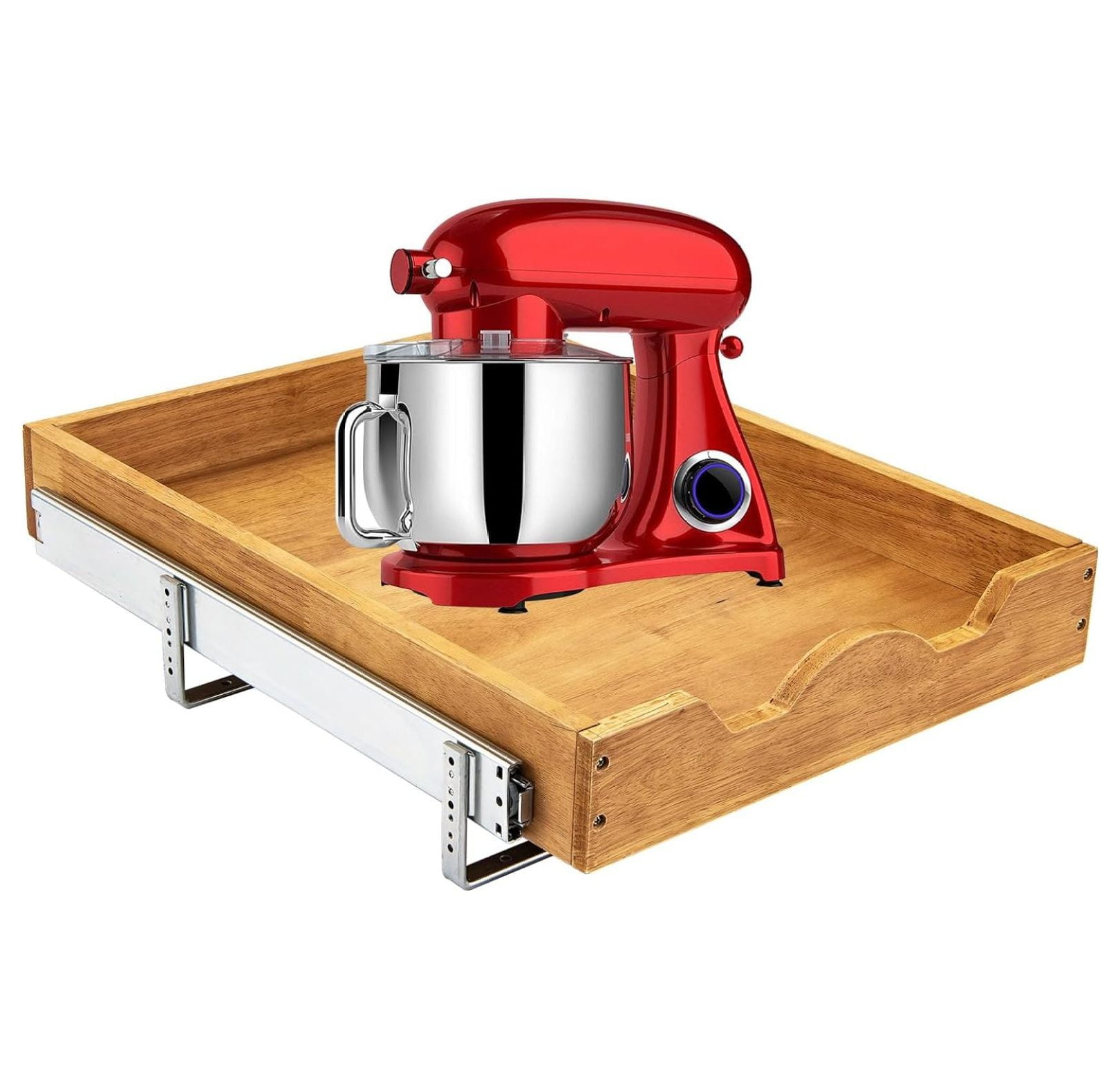 Pull Out Cabinet Organizer (11" W x 18" D) 1 Tier，Single Tier Oak Wood ...