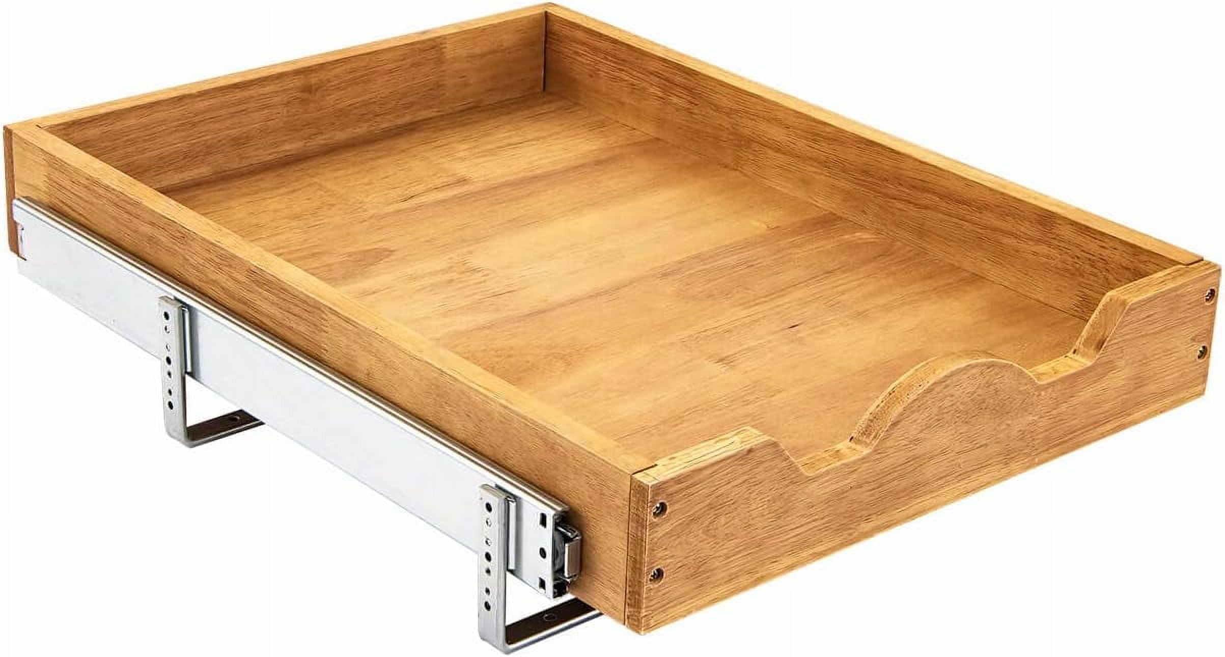 Pull Out Cabinet Organizer (17" W x 18" D) 1 Tier，Single Tier Oak Wood ...