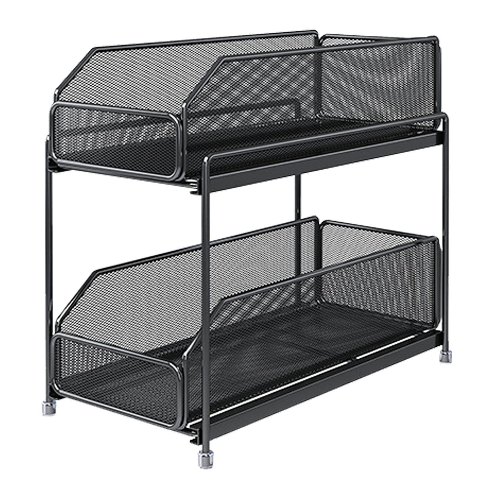 Pull Out Cabinet Organizer 2 Tier Carbon Steel Mesh Large Capacity Easy ...