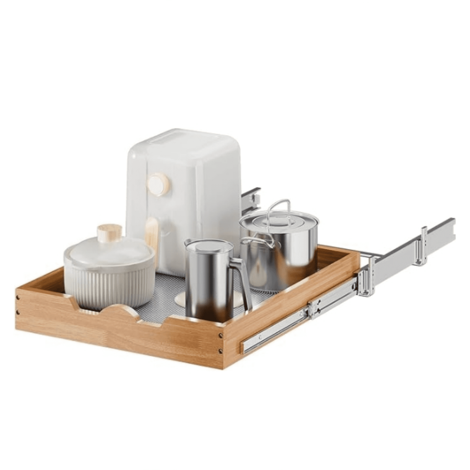 Pull Out Cabinet Organizer 20" W x 21" D, Slide Out Wood Drawer Shelf ...