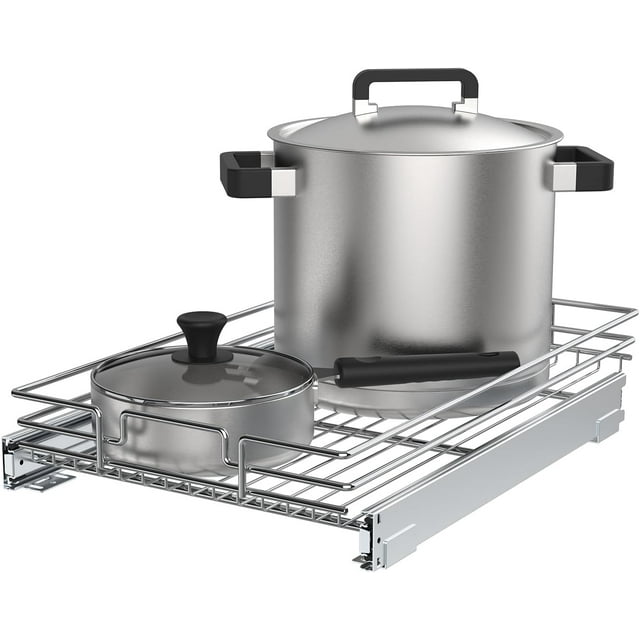 Pull Out Cabinet Organizer 26" W X 21" D, Heavy Duty Wire Metal Chrome ...