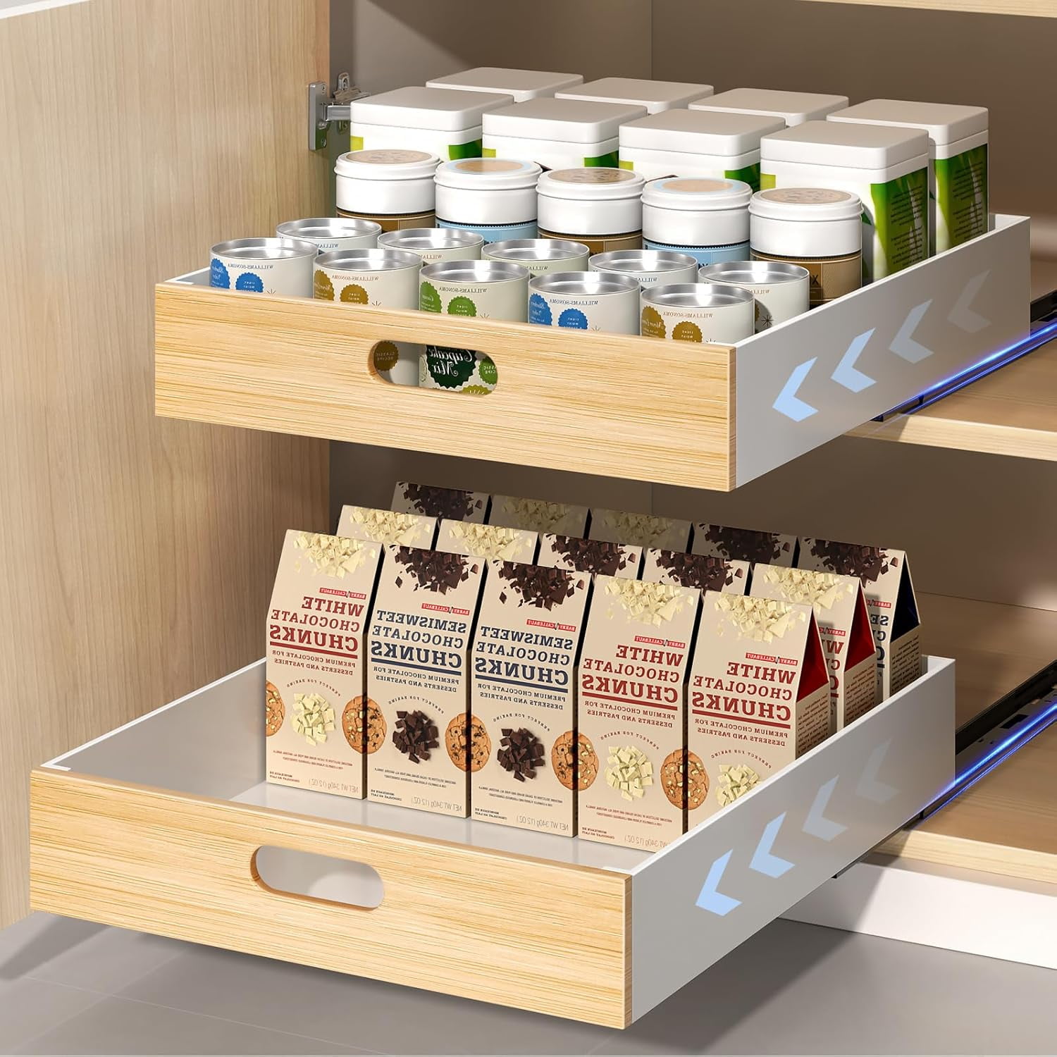 Pull Out Cabinet Organizer Adhesive,1 Pcs 20"Width 21"Deep Expandable ...