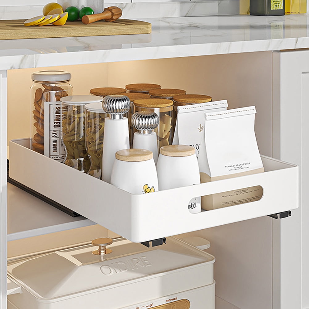 Pull Out Cabinet Organizer, Heavy Duty Metal Slide Out Drawers,Adhesive ...