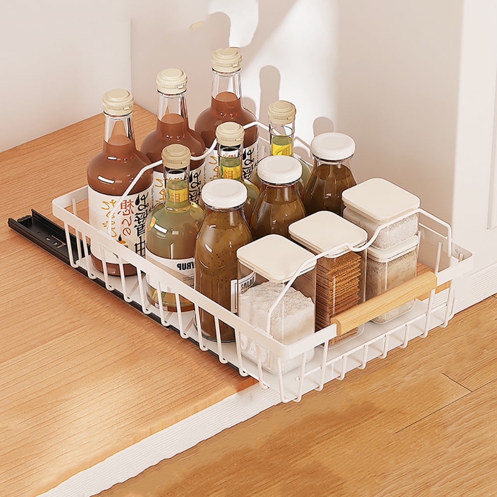 Pull Out Cabinet Organizer,Multifunctional Sliding Mesh Cabinet Basket ...