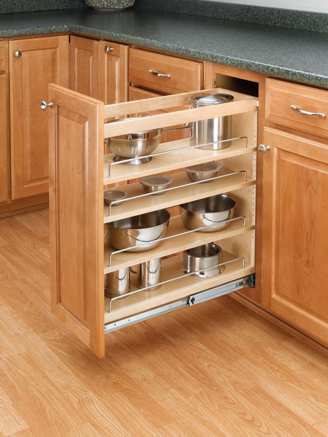 Pull Out Cabinet Organizer Wood Base Kitchen Dish Organizer for Cabinet ...