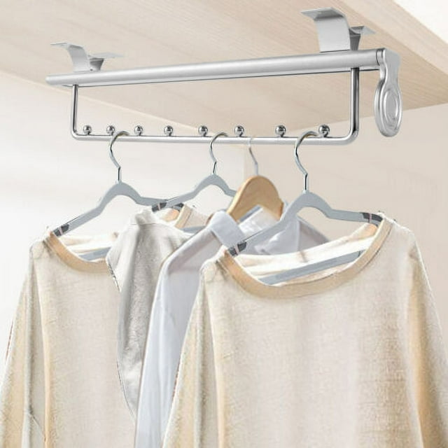 Pull Out Clothes Hanger Adjustable Closet Rod Retractable Wardrobe ...