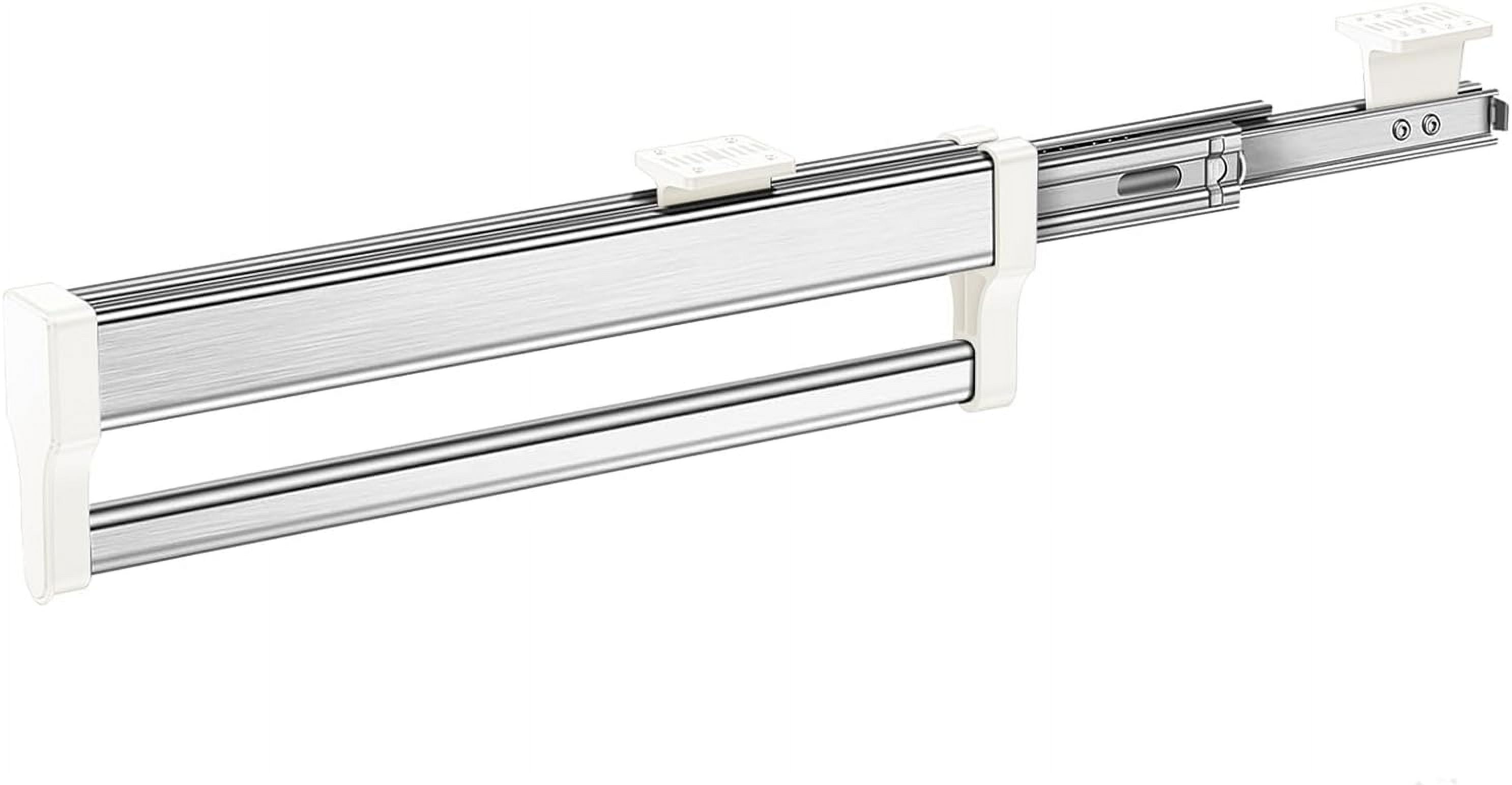 Pull Out Clothes Hanger Rod Adjustable Wardrobe Clothing Rail Hanger ...