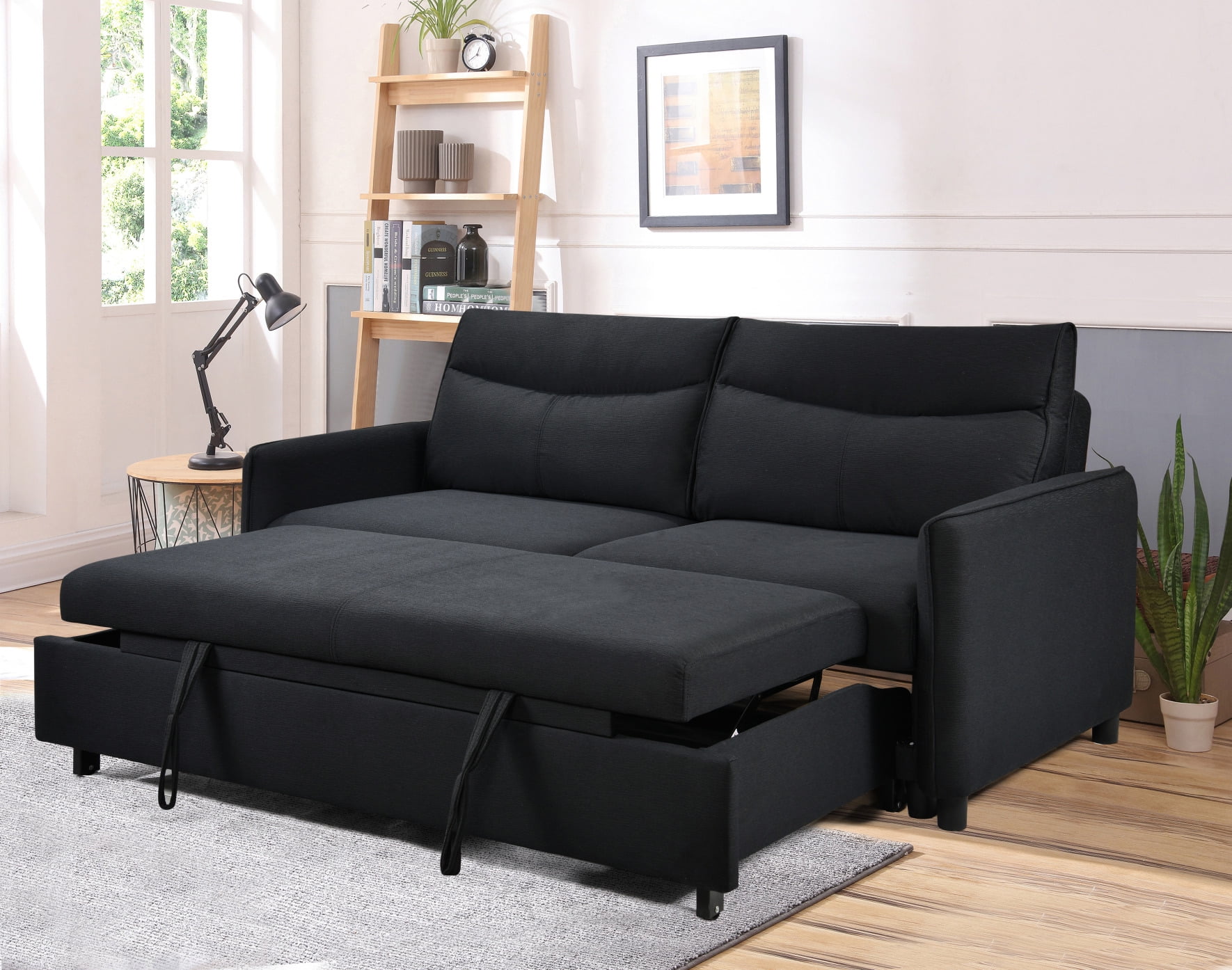 Pull Out Couch, 74.5" Loveseat Sleeper with Adjustable Back, 3 Seat ...