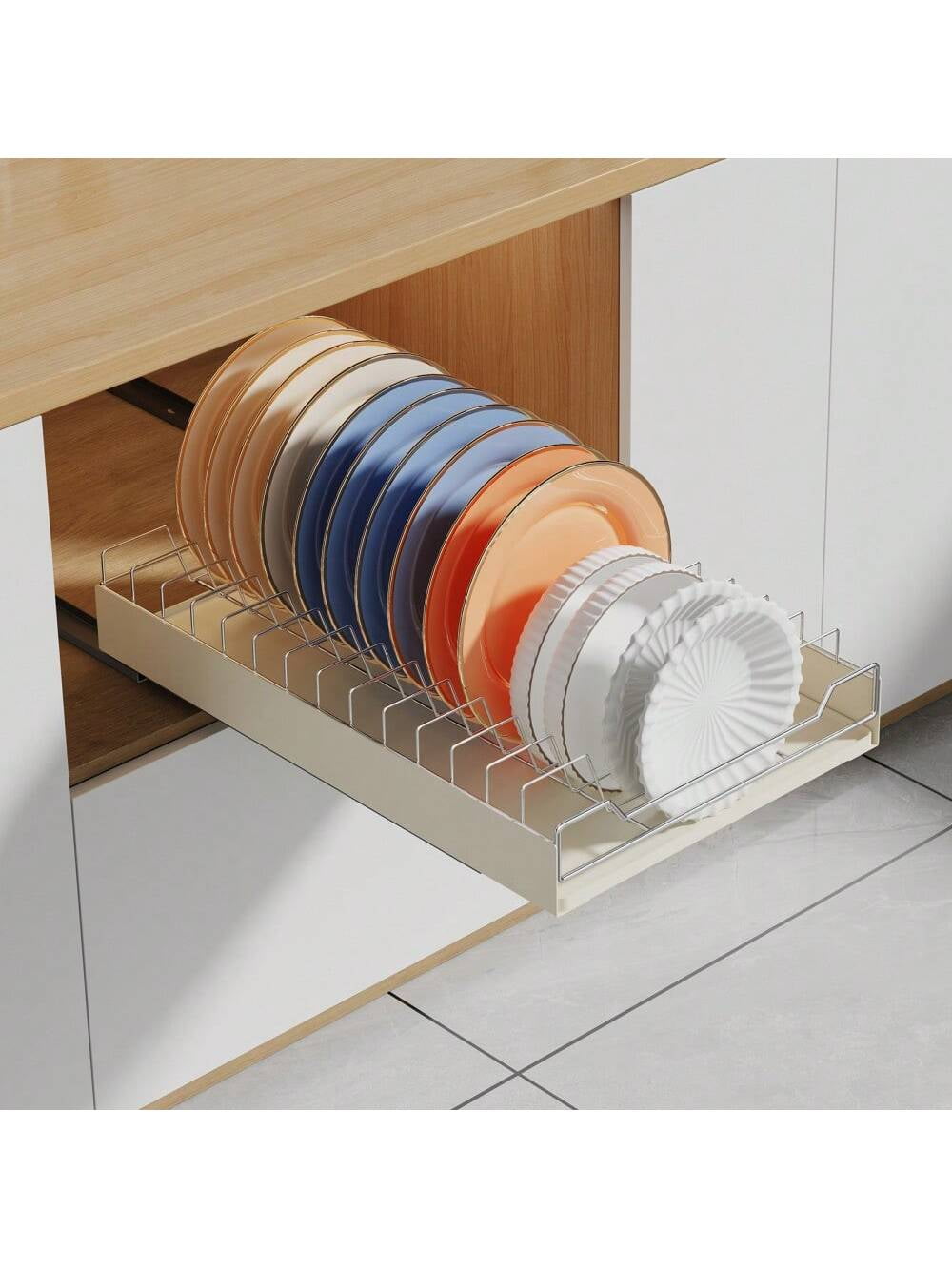 Pull Out Dish Rack, Metal Slide Out Dish Drying Rack, Fixed With ...