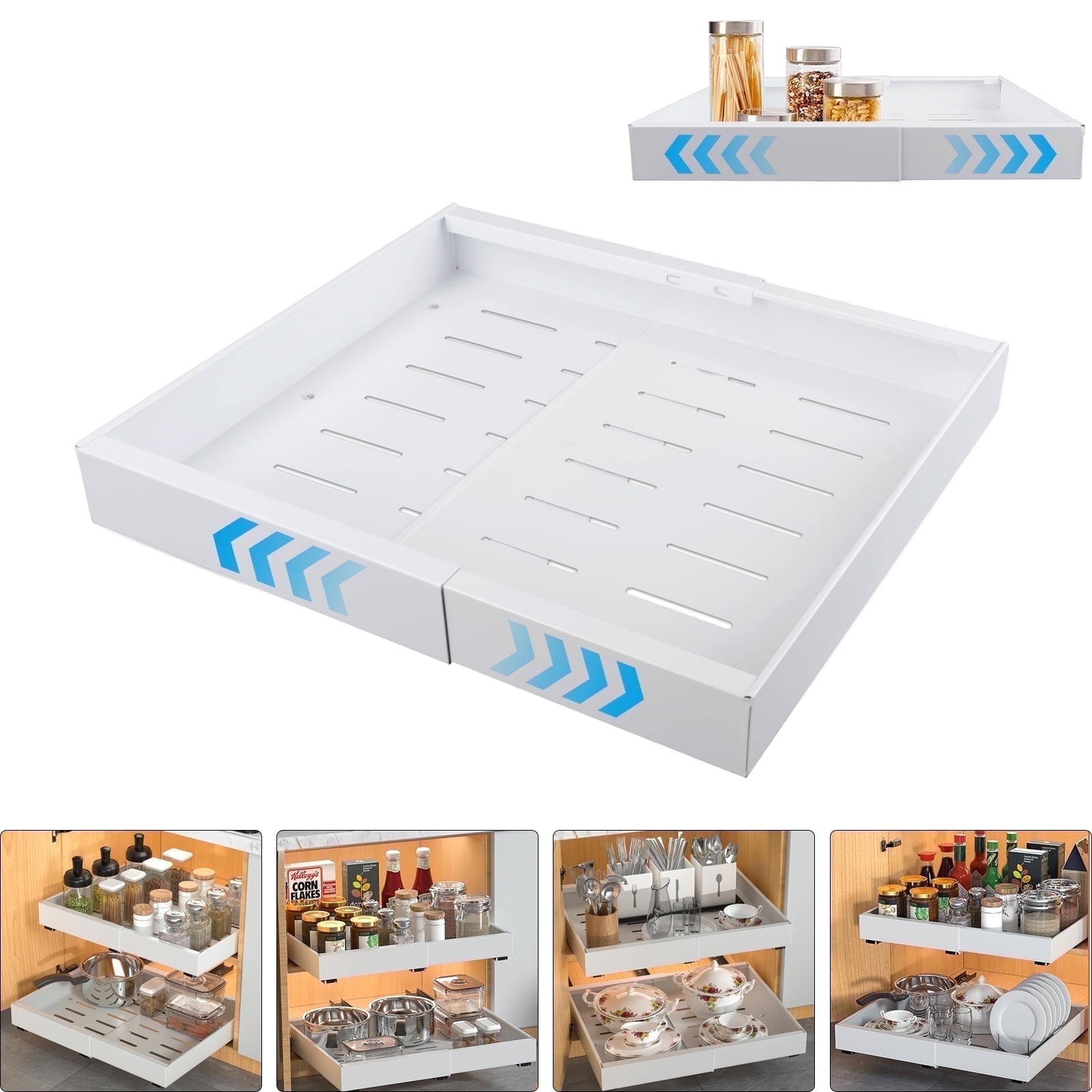 Pull Out Cabinet Organizer - Slide Out Drawers for Kitchen No Punch for ...