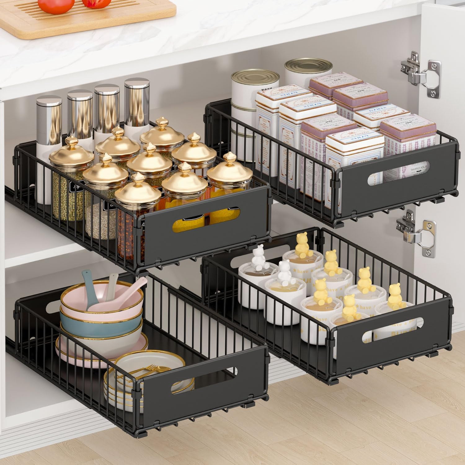 Pull Out Drawer for Cabinets, Peel and Stick Cabinet Organizer Adhesive ...