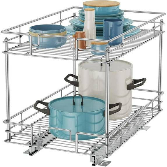 Pull Out Drawers Organization Storage 2 Tier 7½ W x 21½ D Slide Out ...