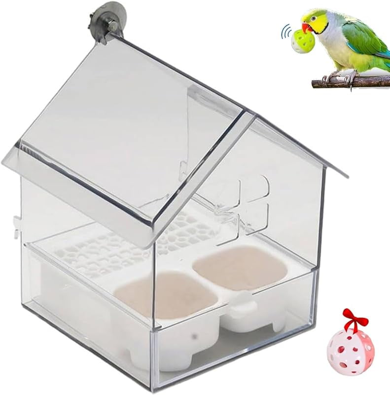 Pull-Out External Parrot Feeder, Hanging Transparent Bird Feeder House ...