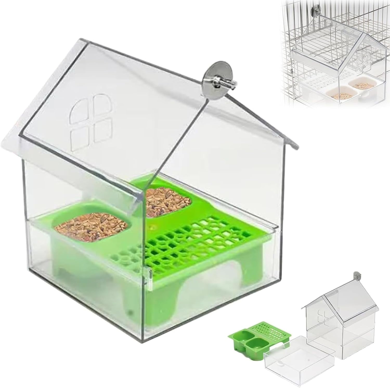 Pull-Out External Parrot Feeder,Hanging Wild Bird Seed with Squirrel ...