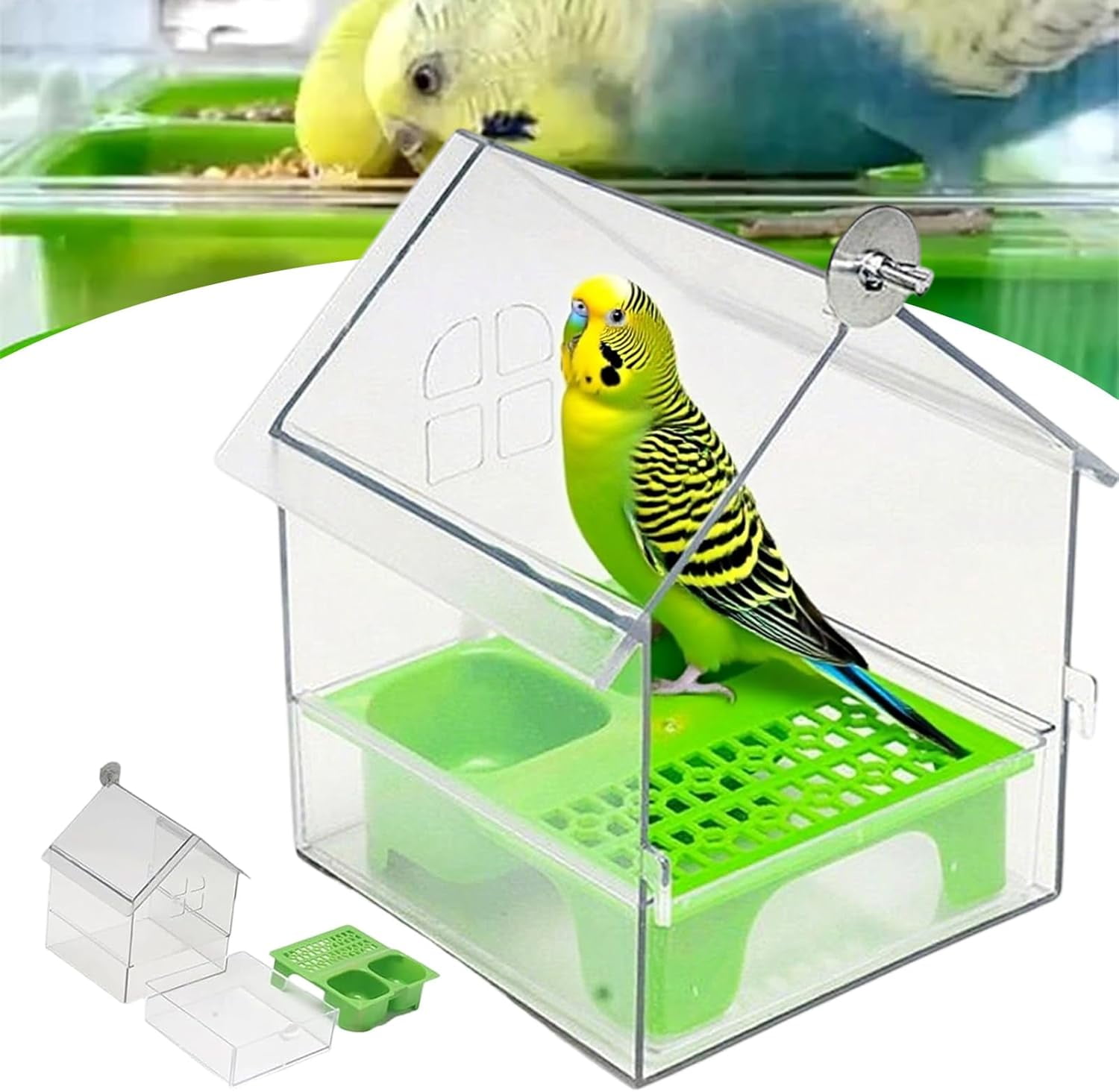 Pull-Out External Parrot Feeder, HangingTransparent Bird Feeders ...
