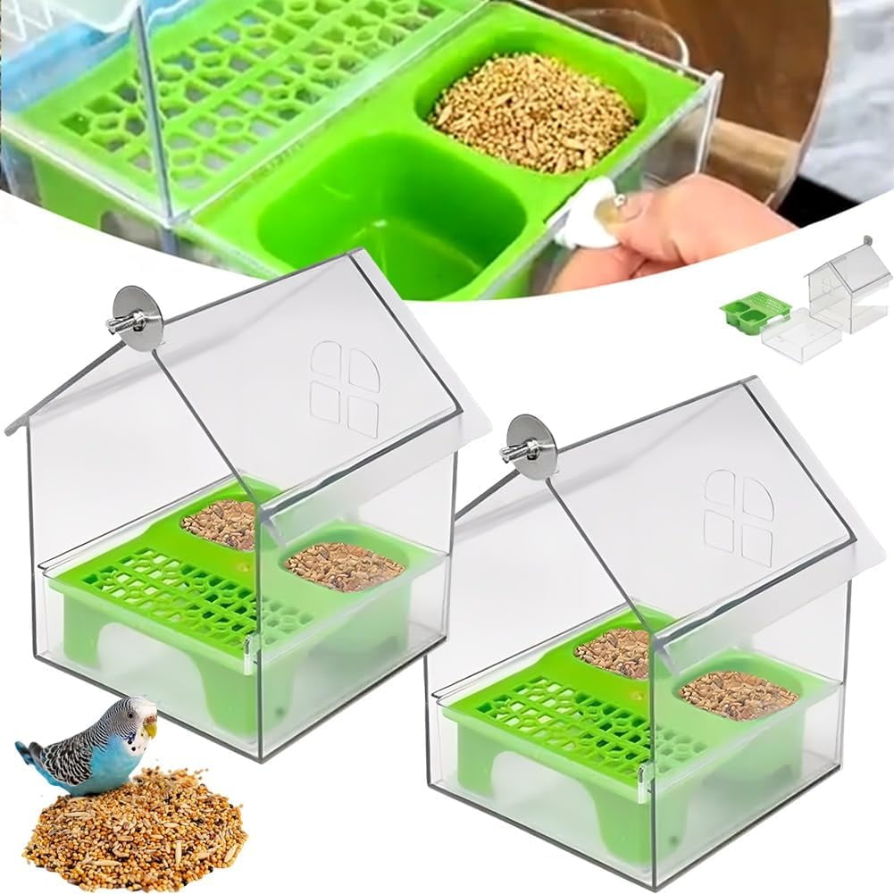 Pull-Out External Parrot Feeder, No Mess Bird Feeder for Cage ...