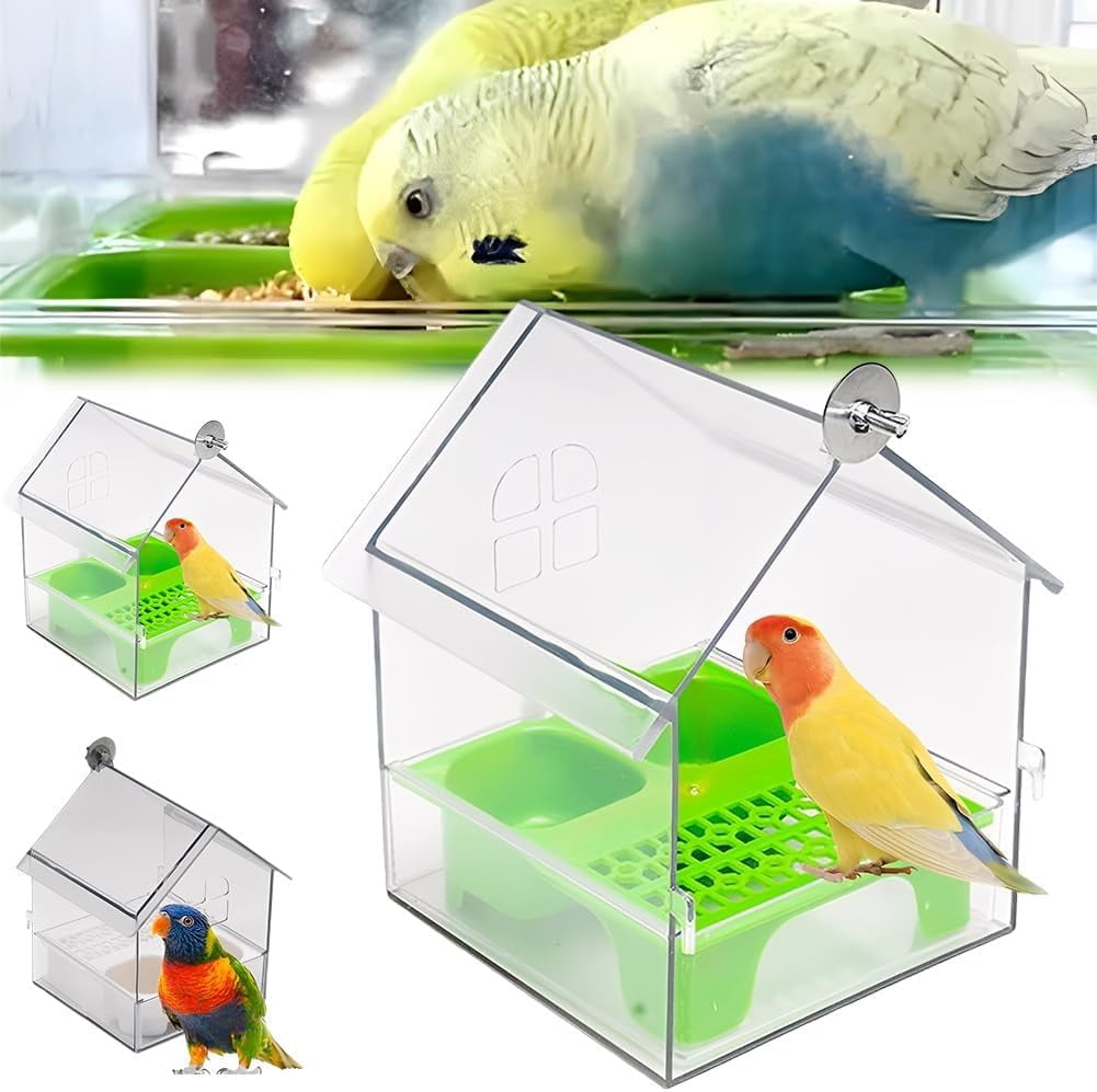 Pull-Out External Parrot Feeder,No Mess Bird Feeder, No Spill Bird Seed ...
