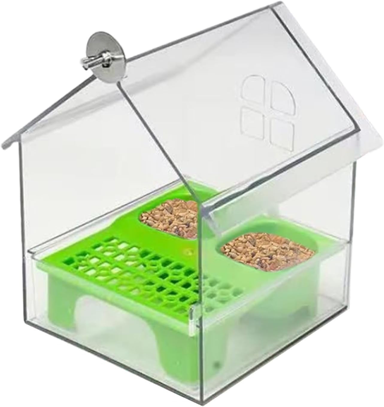 Pull-Out External Parrot Feeder - Transparent Bird Cage Feeder with 2 ...