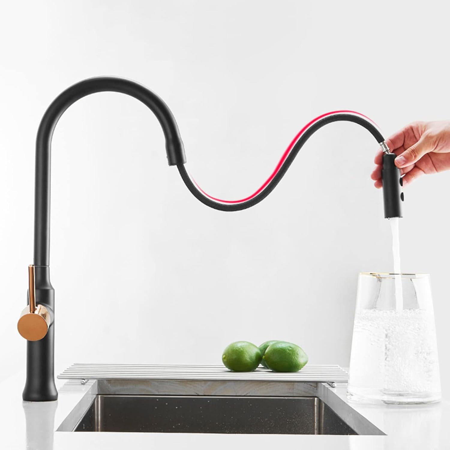 Pull Out Kitchen Faucet Brass Telescopic Rotating Kitchen Sink Faucet ...