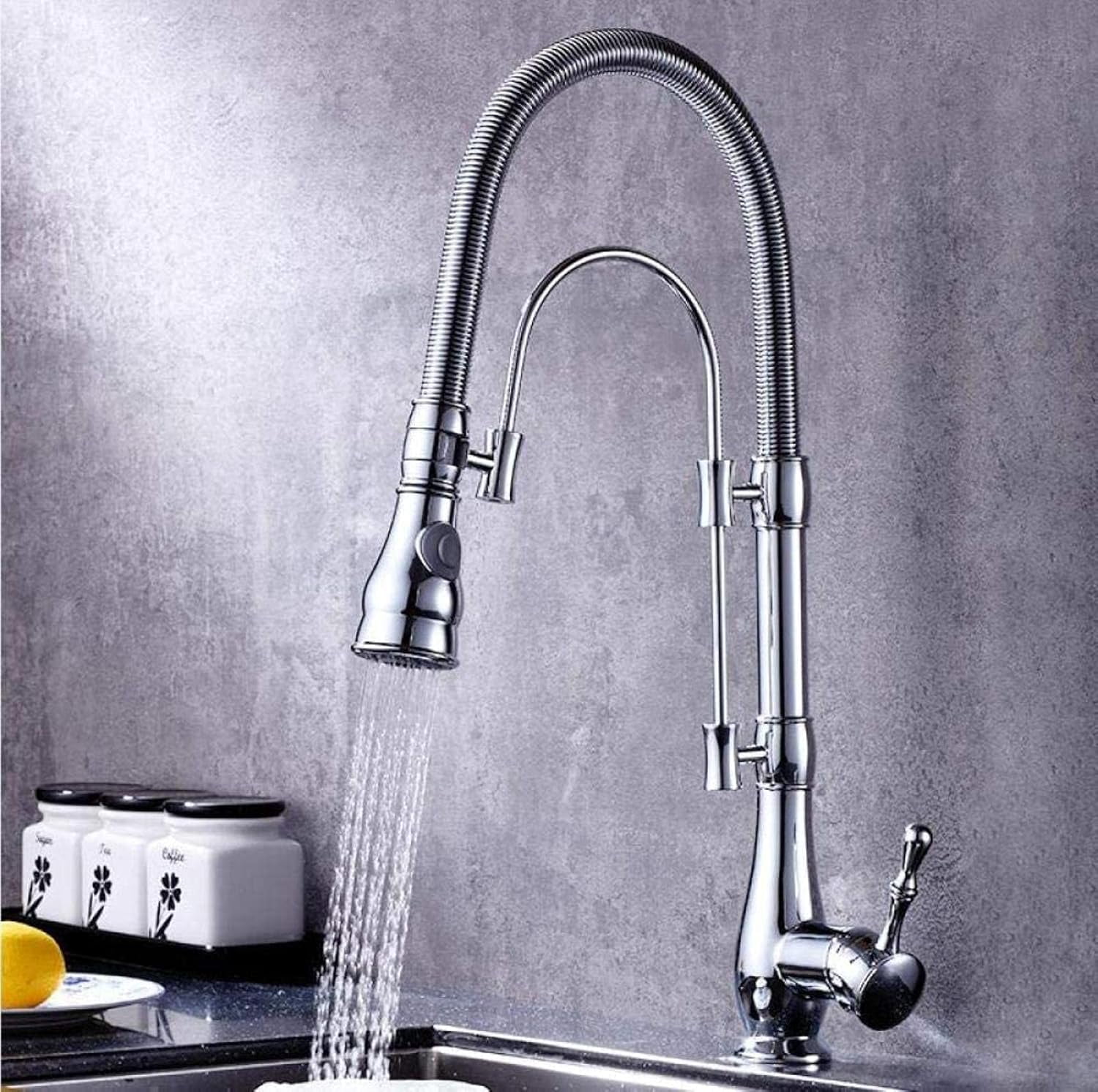 Pull Out Kitchen Faucet Chrome and Gold Kitchen Sink Mixer tap Brass ...