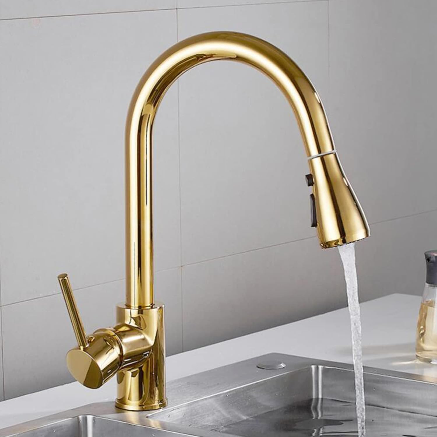Pull Out Kitchen Faucet Gold Rotate Hot and Cold Telescopic Kitchen ...