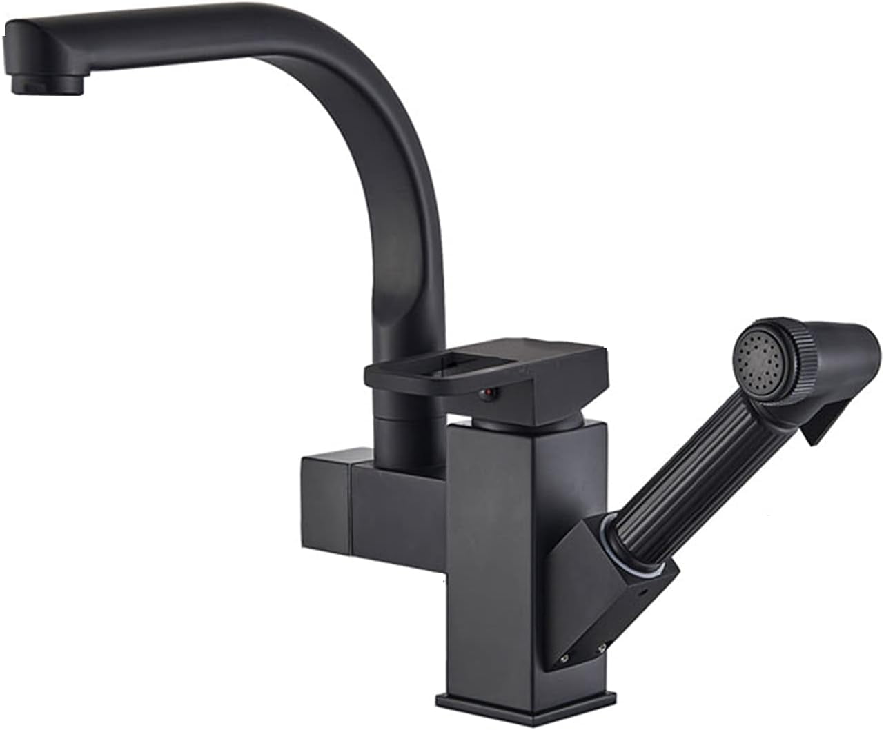 Pull Out Kitchen Faucet, Hot Cold Water Mixer Tap, Matte Black Rotate ...