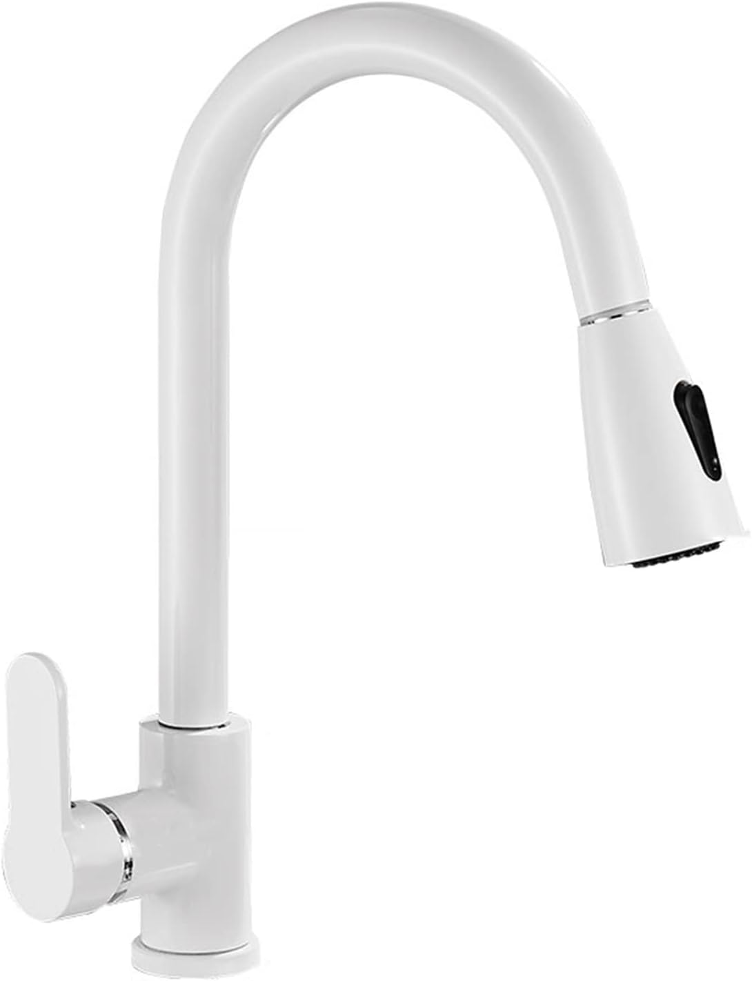 Pull Out Kitchen Faucet White Sink Faucet Rotatable Retractable Hot and ...